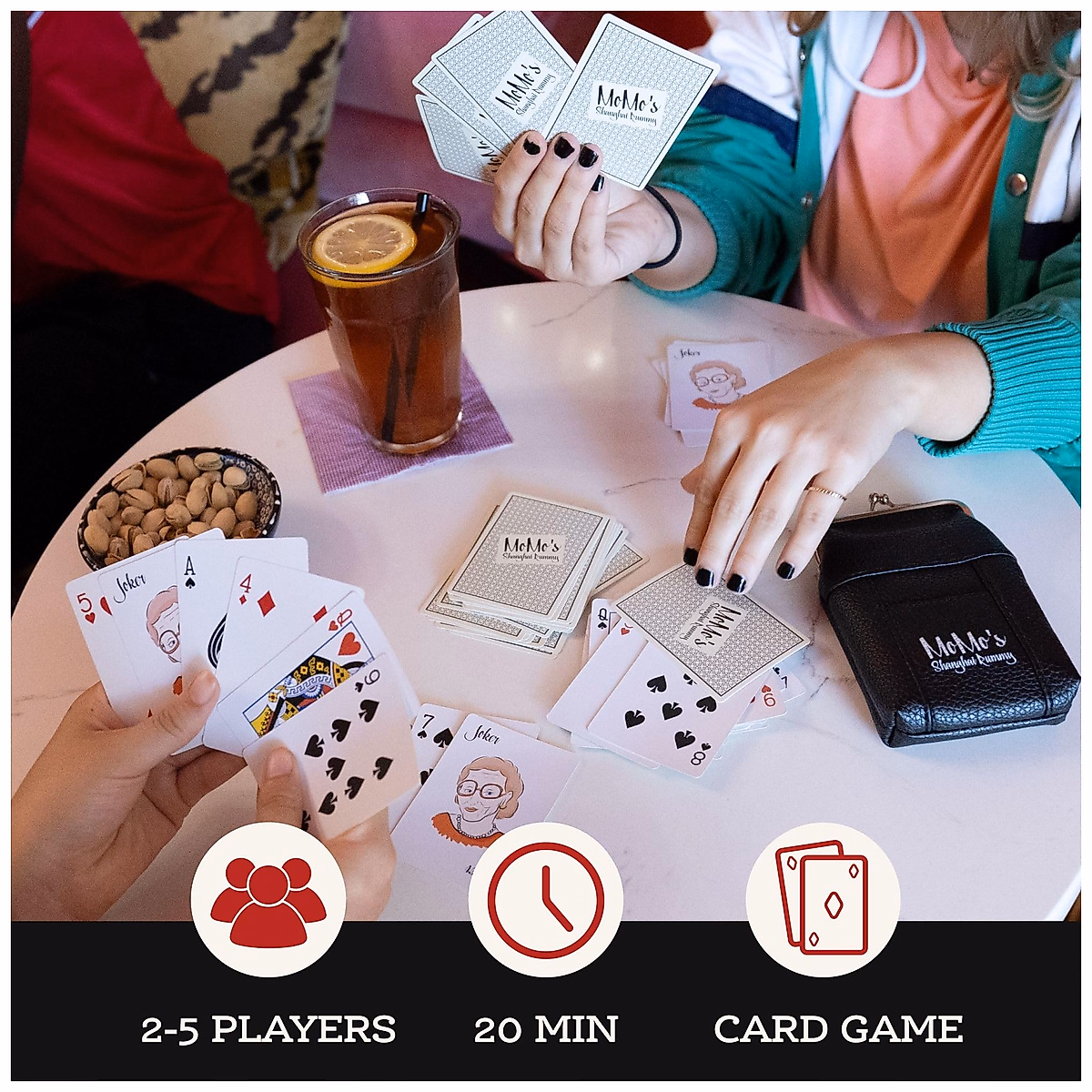 Momo's Shanghai Rummy Card Game, 2-5 Player Rummy Game | Family Games | Travel Games | Adult Games | Camping Games | Party Games for Adults & Kids 8+