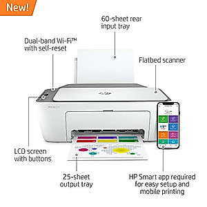 HP DeskJet 2755 Wireless All-in-One Printer, Mobile Print, Scan & Copy, HP Instant Ink Ready, Works with Alexa (3XV17A)