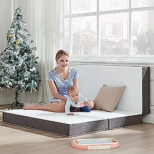 Molblly Folding Mattress, 6 inch Tri Folding Memory Foam Mattress Topper with Storage Bag, Queen Size - 58"x 78"x 6"