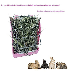 WEWAYKGJ Rabbits Hay Feeder Guinea Pigs Hay Rack Bunny Feeding Holder Hanging Chinchillas Hay Dispenser Minimize Waste Mess Hay Rack for Small Animals 2 Pcs (Pink)