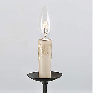 LALUZ French Country Chandelier Farmhouse Handmade Wood 6 Lights for Dining, Bedroom, Living Room, Distressed