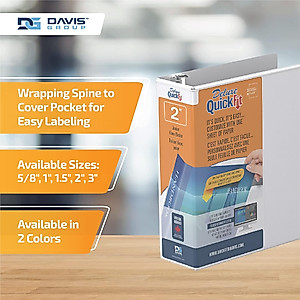 Davis Group QuickFit Junior Binder, Premium Small Clear-View 3-Ring Binder for School, Office, or Home, Made in Canada, 5.5" x 8.5", White