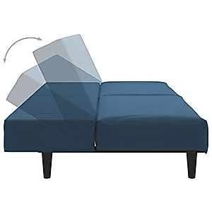 loibinfen 2-Seater Modern Sofa Bed Blue Velvet, 78.7"x39.4"x12.6" (Style B)