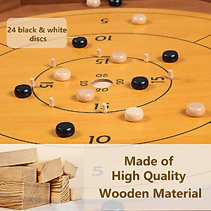 Tournament Crokinole and Checkers, 30-Inch Official Crokinole Board Game with 26" Playing Surface, Canadian Heritage Tabletop Game for Two Players, Dexterity Krokinole Games for Families and Friends
