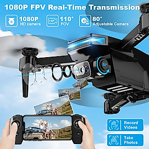 Drone with 1080P Camera - Foldable Remote Control Quadcopter with Voice Gesture Control, 3D Flip, One Key Start, Emergency Stop, 2 Batteries, Easier to use, Toy for Kids Adult Beginners