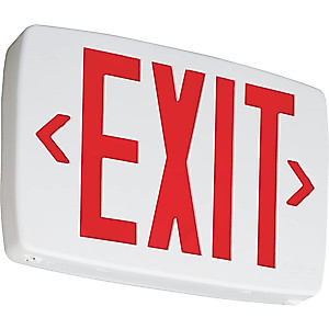 Lithonia Lighting LQM S W 3 R 120/277 EL N M6 Quantum Thermoplastic LED Emergency Exit Sign with Stencil-Faced White Housing and Red Letters with Nickel Cadium battery