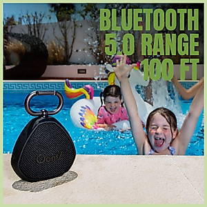 OontZ Clip Portable Wireless Bluetooth Speaker with Carabiner, 12W IPX7 Waterproof Outdoor Travel Speaker