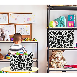 NTAOHAMPER Rectangular Cow Storage Basket,Waterproof Cowprint Box with Handles for Bedroom,Baby Room Decor,Gift Basket for Cow Lovers,Collapsible Kids Toys Bin(Cow)