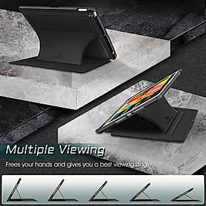 Fintie Magnetic Stand Case for iPad 9th / 8th / 7th Generation (2021/2020/2019) 10.2 Inch, [Multiple Secure Angles] Shockproof Rugged Soft TPU Back Cover, Auto Sleep Wake, Black