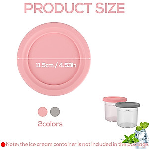 Ice Cream Tub Cover, Silicone Ice Cream Deluxe Pint Replacement Round Cover For Freezer, Food Storage Containers Cups Cans Lid for Ninja Creami NC301 NC300 NC299AMZ Series Ice Cream Maker Accessories