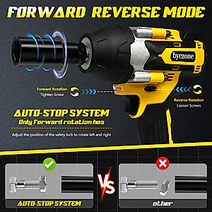 1000N.m(740Ft-lbs) Cordless Impact Wrench, 1/2 Inch High Torque Brushless 21V Electric Impact Gun w/ 2 x 4.0Ah Battery & Fast Charger & 6 Sockets, Pistola De Impacto for Home Car Tires Truck Mower