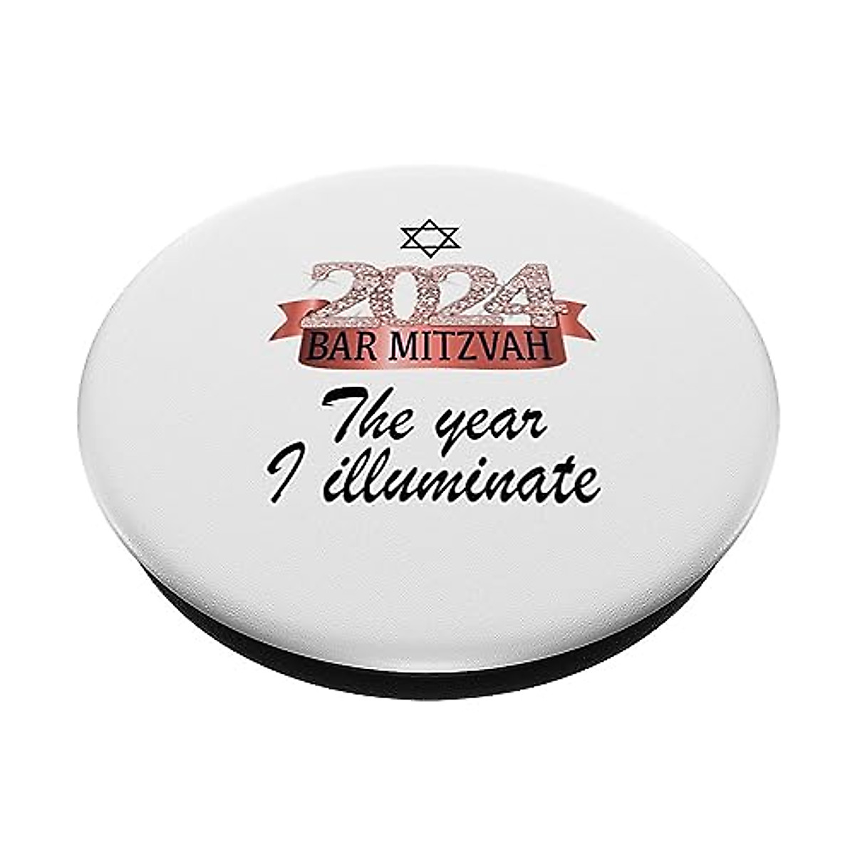 2024 Bar Mitzvah Quote Festive White Rose Decor PopSockets Standard PopGrip