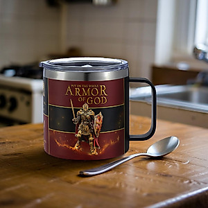 FROOBLEQUIRK The Armor of God Christian Tumbler for Men, 14Oz Religious Cup – Pastor Appreciation, Gospel of Peace Gift, Christmas & Birthday Gift for Men Women