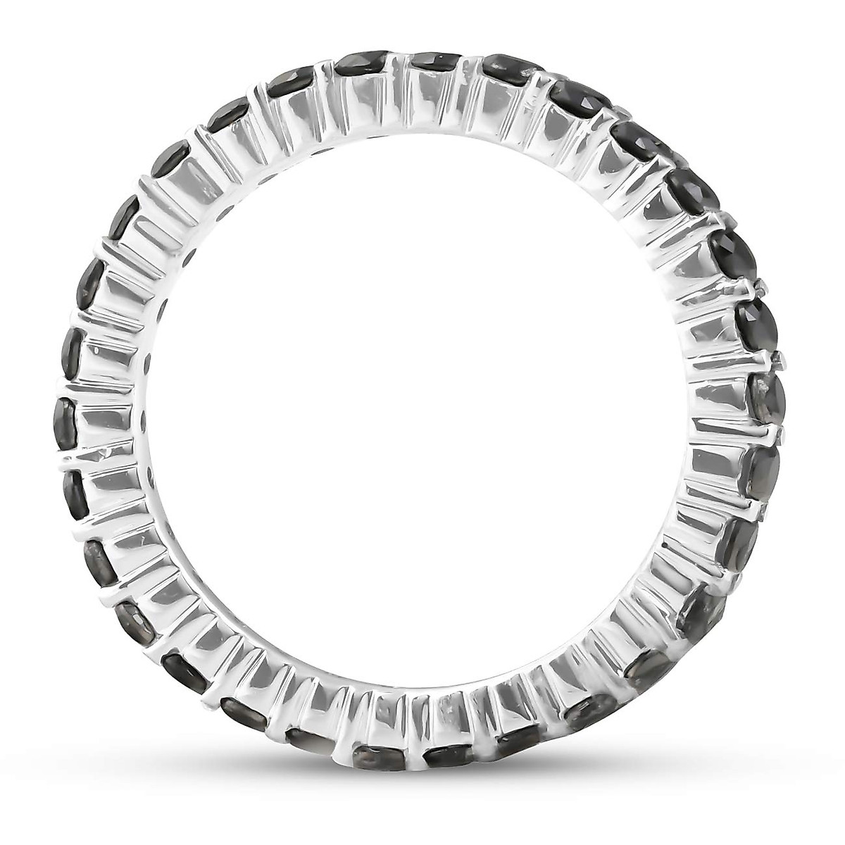 1 Ct Black Diamond Eternity Ring 14k White Gold - Size 6.5