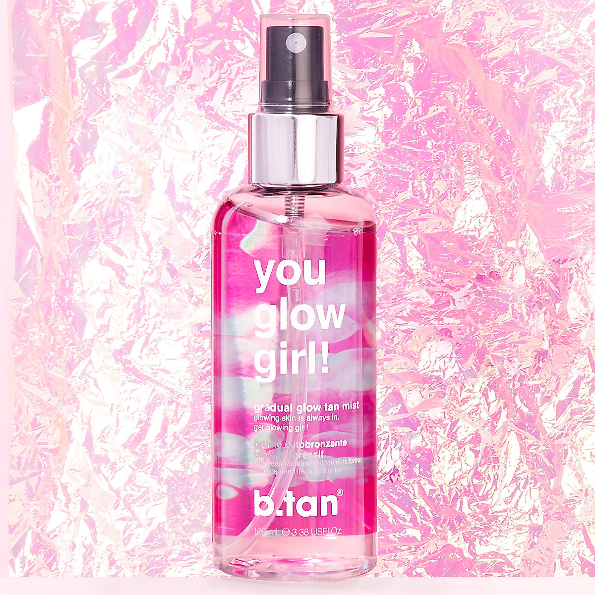 b.tan Face & Body Self Tanner Mist | You Glow Girl - Lightweight, Daily Gradual Sunless Tanner Mist For Glowing Skin All Day Long, Quick Drying, Streak-Free, Vegan, 3.38 Fl Oz