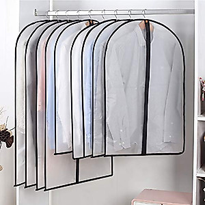 homeminda Extra Long Dress Garment Bags 60in Clear Hanging Lightweight Breathable Dust Cover with Study Full Zipper for Storage Clothes and Travel Pack of 6