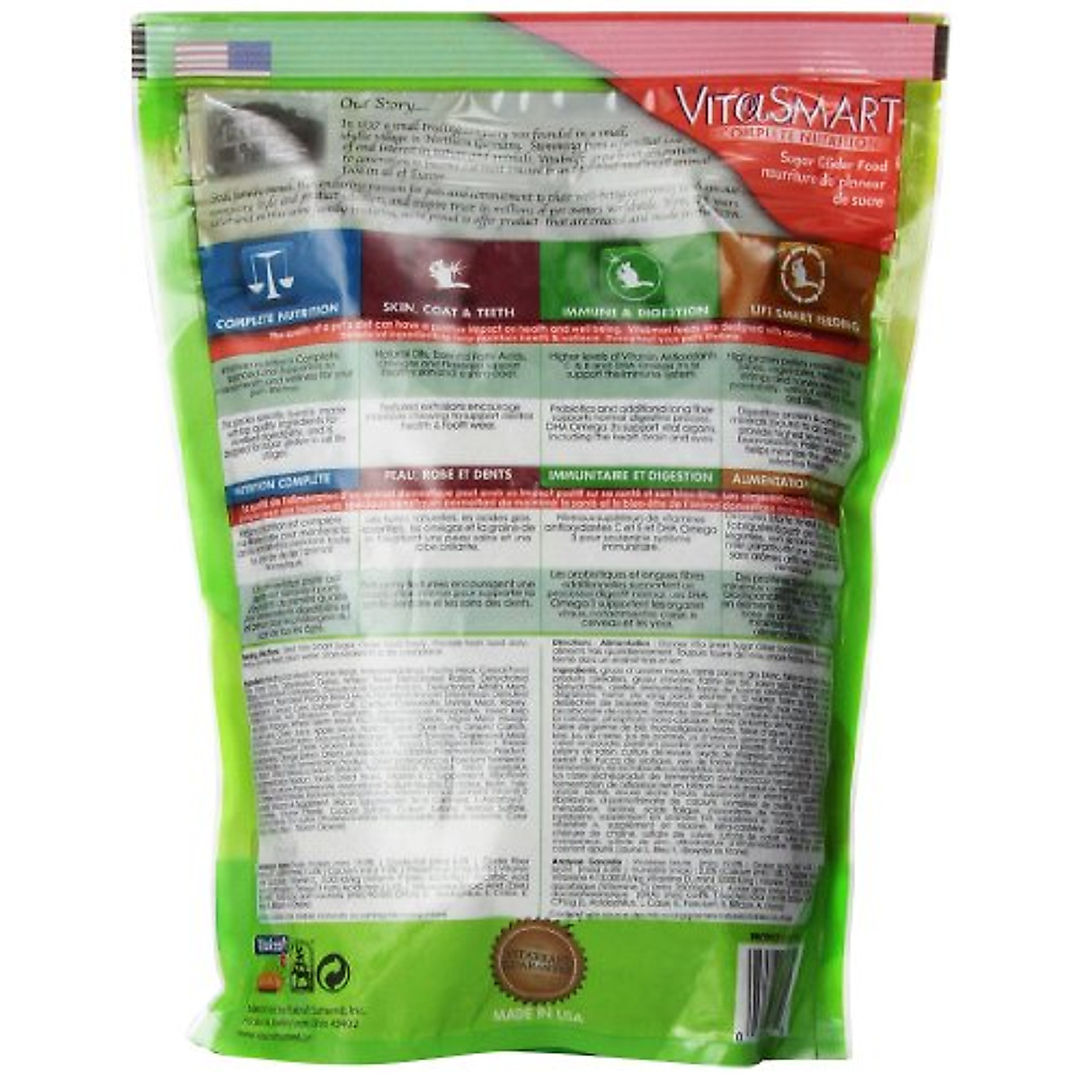 Vitakraft Vita Smart Sugar Glider Food - High-Protein Blend - Nutrient-Fortified With Essential Vitamins and Minerals 28 Fl Oz (Pack of 1)
