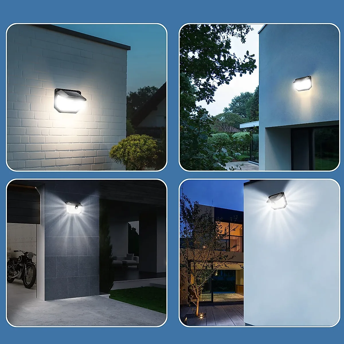 LSTBMPP Solar Lights Outdoor, [178 LED/4 Pack] Solar Motion Lights, 3 Working Modes Solar Powered Lights with 270°Wide Angle IP65 Waterproof Solar Security Wall Lights for Garden Patio Yard