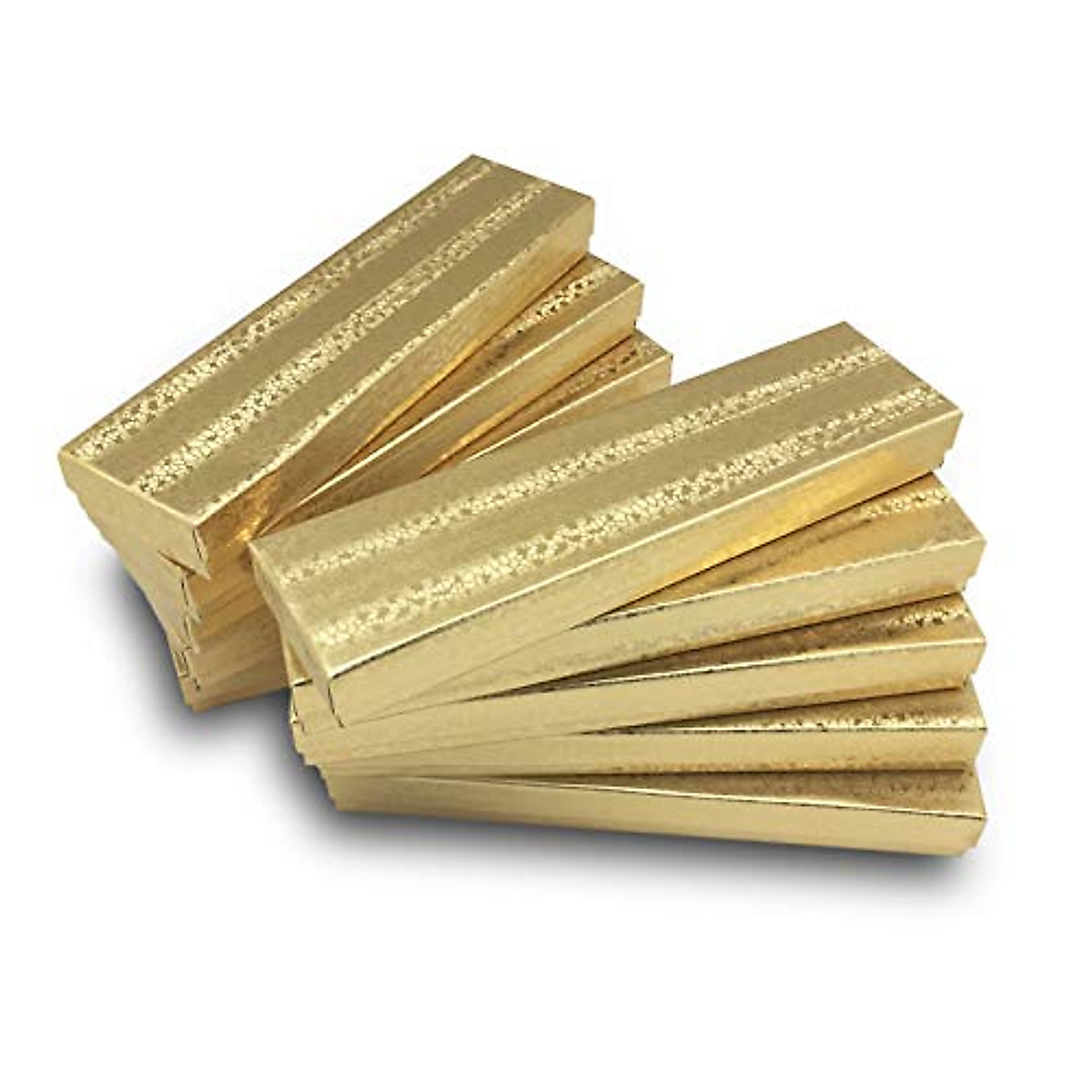 TheDisplayGuys 25-Pack #82 Cotton Filled Cardboard Paper Jewelry Box Gift Case - Gold Foil (8 1/16" x 2 1/4" x 1 3/8")