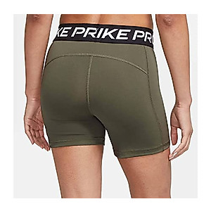 Nike Pro 365 Women's 5" Shorts (as1, Alpha, x_s, Regular, Regular, Medium Olive/Black/Black, Fitted)