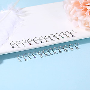 BodyAce 24PCS Surgical Stainless Steel Nose Rings Studs, 20G Nostril Ring Nose Stud for Women Men, Mix Color Diamond CZ Nose Piercing Jewerly (A:Screw)