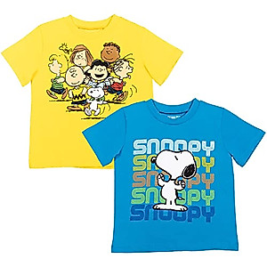 PEANUTS Snoopy Little Boys 2 Pack Graphic T-Shirts Blue/Yellow 7-8