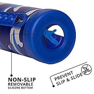 Elemental Iconic Pop Kids Water Bottle for School Girls and Boys | Triple Insulated Stainless Steel Thermos with Straw Lid & Fidget Handle | Flask Water Bottle | BPA free Tumbler, 14oz - Blue Camo