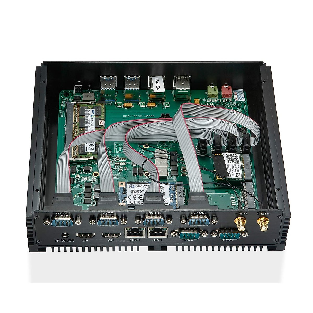 IDEARACE Fanless Mini Desktop Computer PC, i5 4th Gen. 1.6GHz-2.6GHz CPU, 8GB RAM 256GB SSD, 6xCOM RS232 4xUSB 3.0 2xNICs 2xHD Metal Case