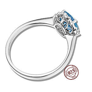 Ayoiow Rings Promise Silver 925 Light Blue Oval Zircon Band Valentine Gift Engagement Bands Ring for Her Size：8.5