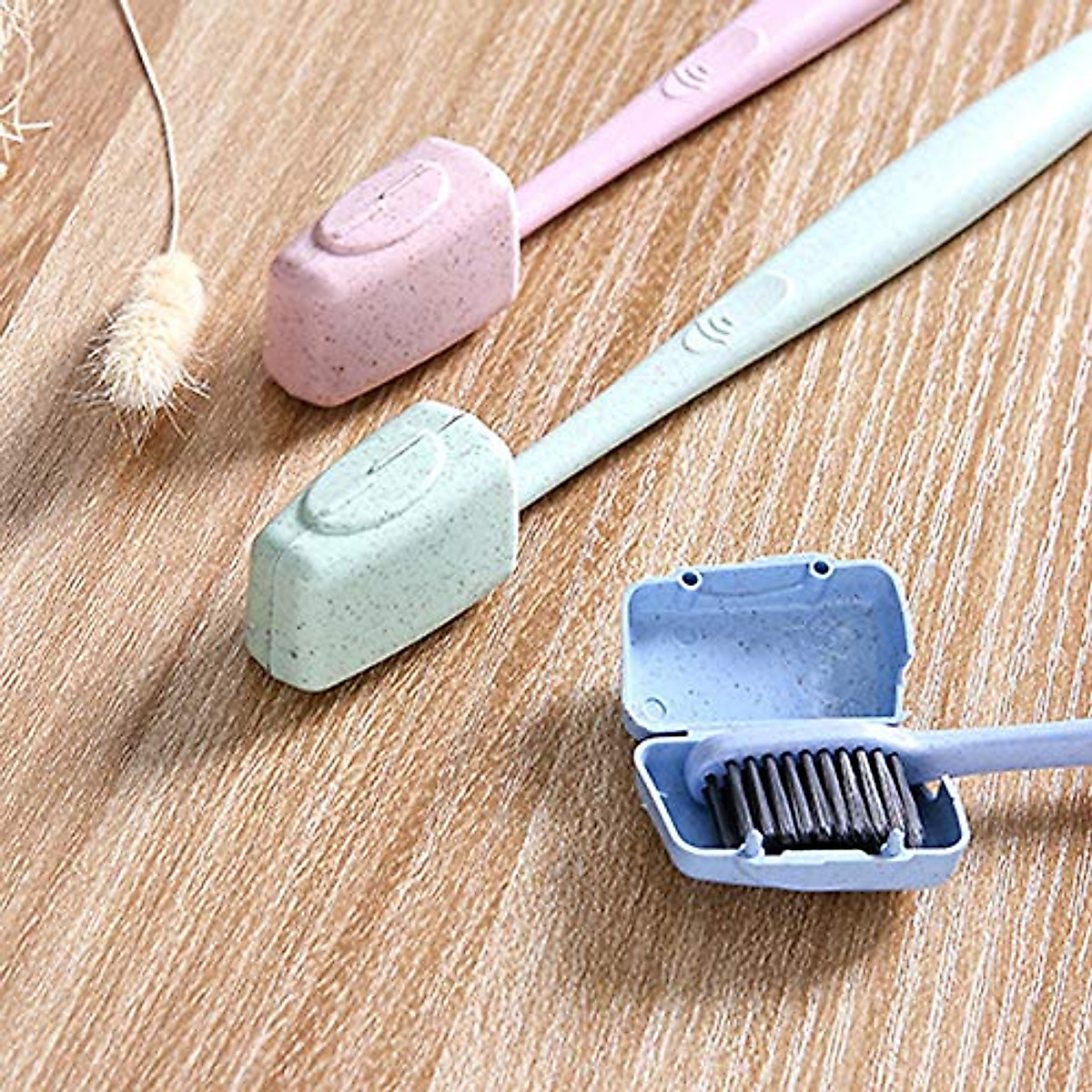 Mggsndi 4Pcs Portable Toothbrush Head Plastic Protective Cover Holder Storage Organizer Bathroom Accessories Holder Set for Family and Business Travel and Daily Use at School and Outdoor