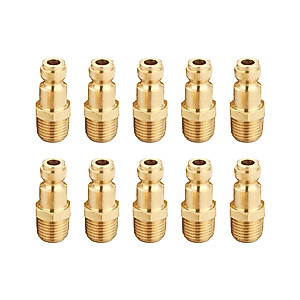 Brass 1/4 Inch NPT Male Automotive Type C, Air Hose Quick Connect Adapter, Air Coupler and Plug Kit, Air Compressor Fittings, 10pcs (Male NPT)