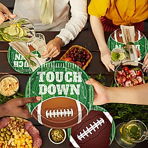 171PCS Football Party Supplies Kit Rugby Paper Plates Cups Napkins Spoon Fork knives Tablecloth Touchdown Party Decorations Tableware for 24 Guests for Football Game Super Bowl Party Birthday Party