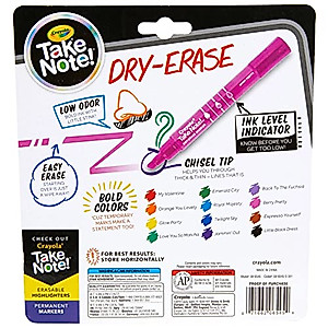 Crayola Low Odor Dry Erase Markers for Kids & Adults, Chisel Tip, Back To School Supplies, 12 Count