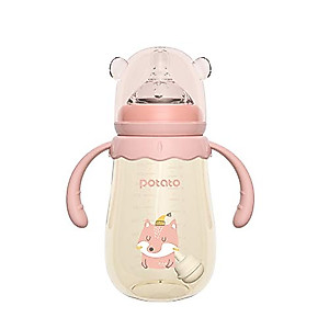 POTATO Baby Bottles PPSU Baby Feeding Bottle 10 oz Anti-Colic Bottles with Silicone Nipples Breastfeeding Bottles for Babies & Toddlers - Pink