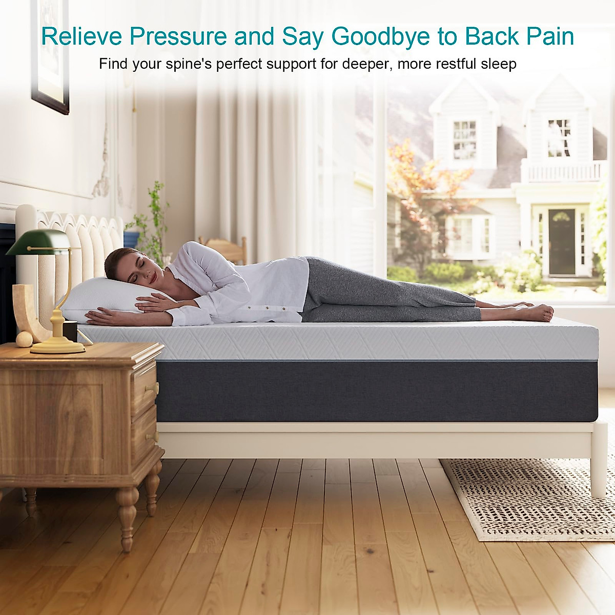 Twolike King Mattress 12 inch No Fiberglass Gel Memory Foam King Size Mattress in a Box of Foams and Fabric for Cooling Pressure Relief Sleep, 80" X 76" X 12", Medium, Firm