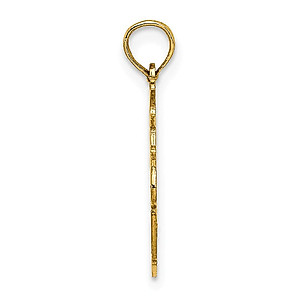 Solid 14k Yellow Gold Engraved and Flat Noah's Ark Charm Pendant 22mm