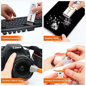 11-in-1 Keyboard Cleaning Kit, Laptop Cleaning Kit Keyboard Brush Cleaner Electronics Cleaner for Cell Phone/Earbuds/Camera Lens/Computer with Multifunctional Cleaning Tool (Orange)