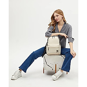 TALMONT Backpack for Women Small Waterproof Laptop Backpack for School and College Lightweight Women's bag Carry-on Flight approved womens Backpack Mochilas (Milk)