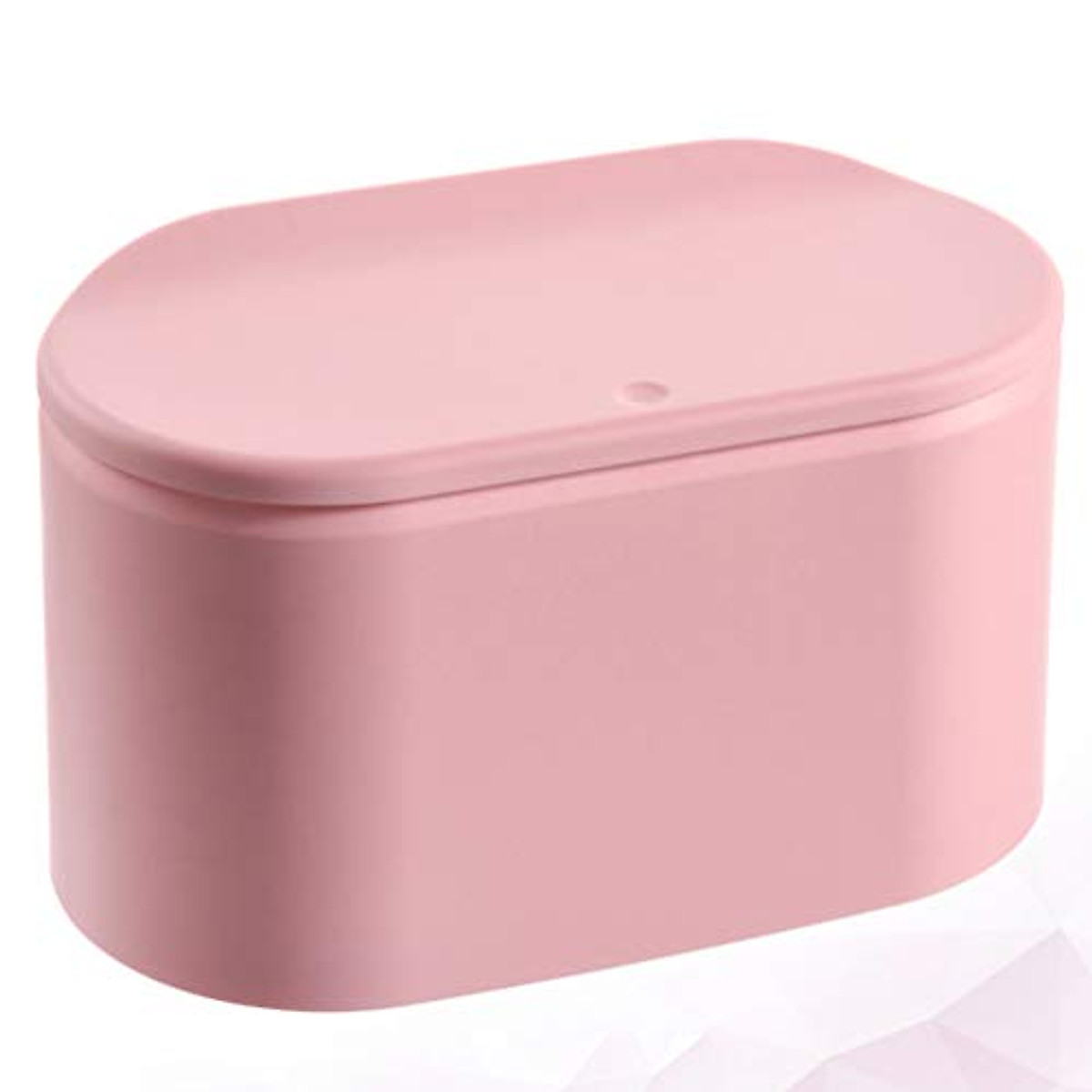 Ipetboom Garbage can with Lid Plastic Bins Press-Button Trash Can Plastic Desktop Garbage Can Oval Waste Paper Basket Container with Lid for Kitchen Bathroom Bedroom Small Containers