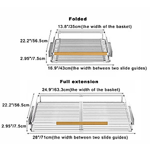 Pull Out Cabinet Organizer Expendable Slide Out Cabinet Drawer Heavy Duty Stainless Steel Pantry Storage Shelf Rack for Kitchen Base Cabinet Pantry Closet Under Sink Divider Organization,2Packs