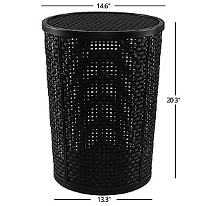 Joyeen 6 Pack 50 L Plastic Laundry Basket with Lid, Round Dirty Clothes Hamper, Black