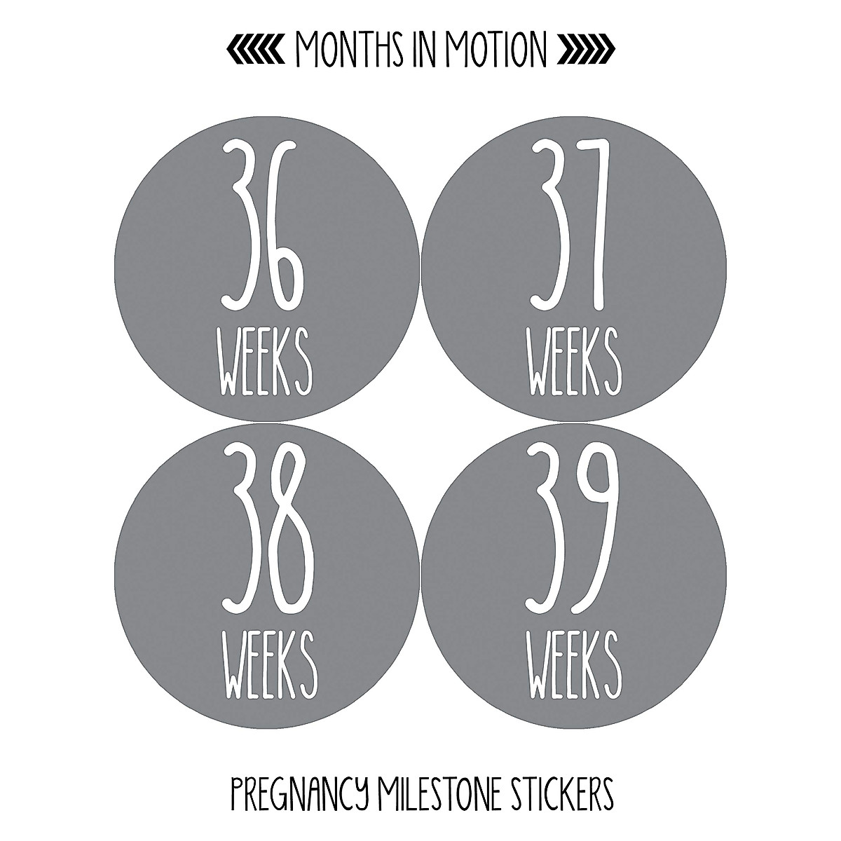 Months In Motion Weekly Pregnancy Growth Sticker | Week to Week Pregnant Expecting Photo Prop | Maternity Keepsake | Baby Bump | Weekly Stickers Photo (Set of 36 Stickers)