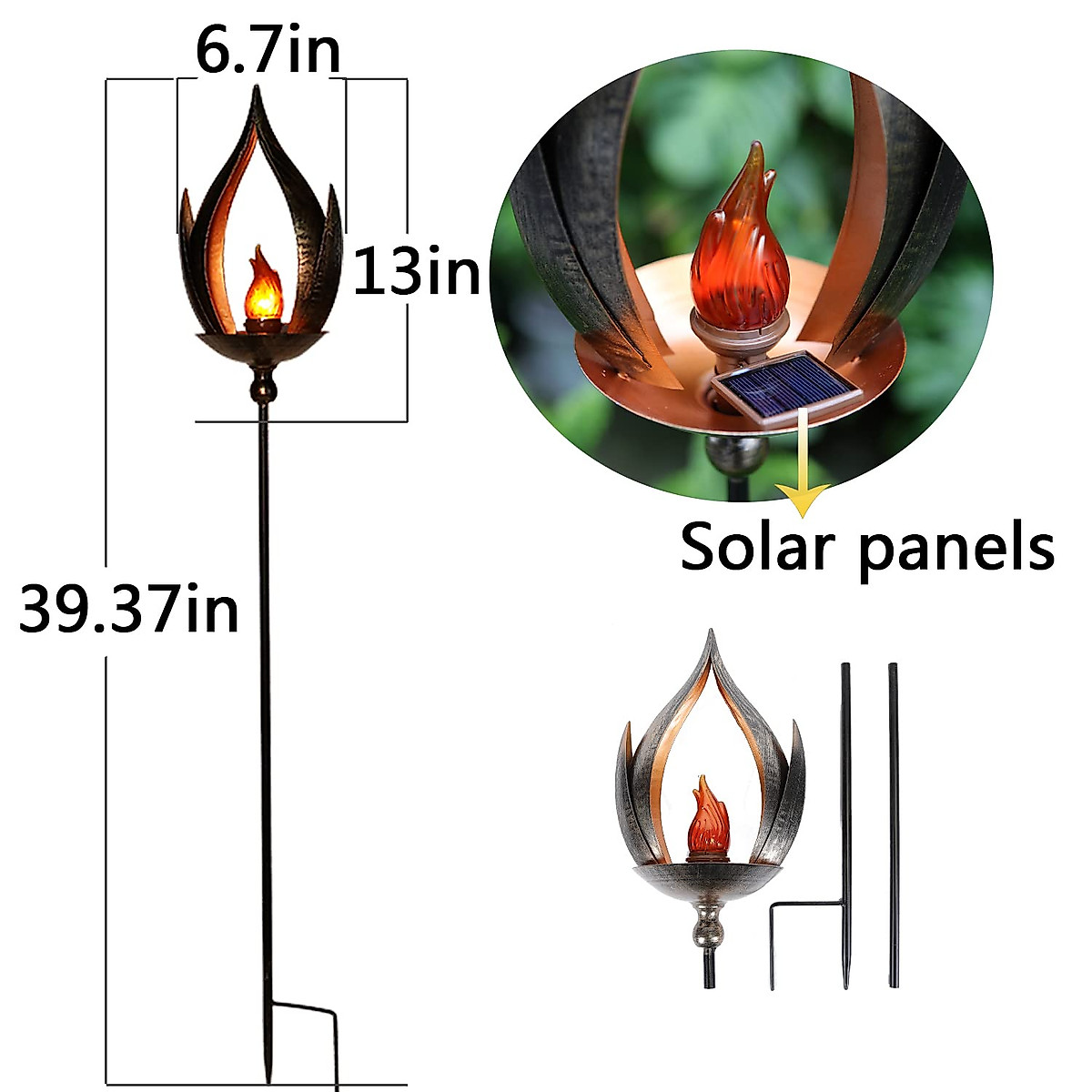EDOF Garden Solar Light Outdoor Decorative, Flame Led Lights, Waterproof Outdoor Decorative Lights Waterproof for Walkway, Yard, Lawn, Patio or Courtyard
