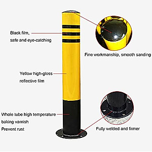 2 Pcs Fixed Parking s Barrier, with Reflective Parking Space Lock Durable Parking Posts for Driveways (Black 500x76mm) (Black 750x76mm) (Black 500x76mm)