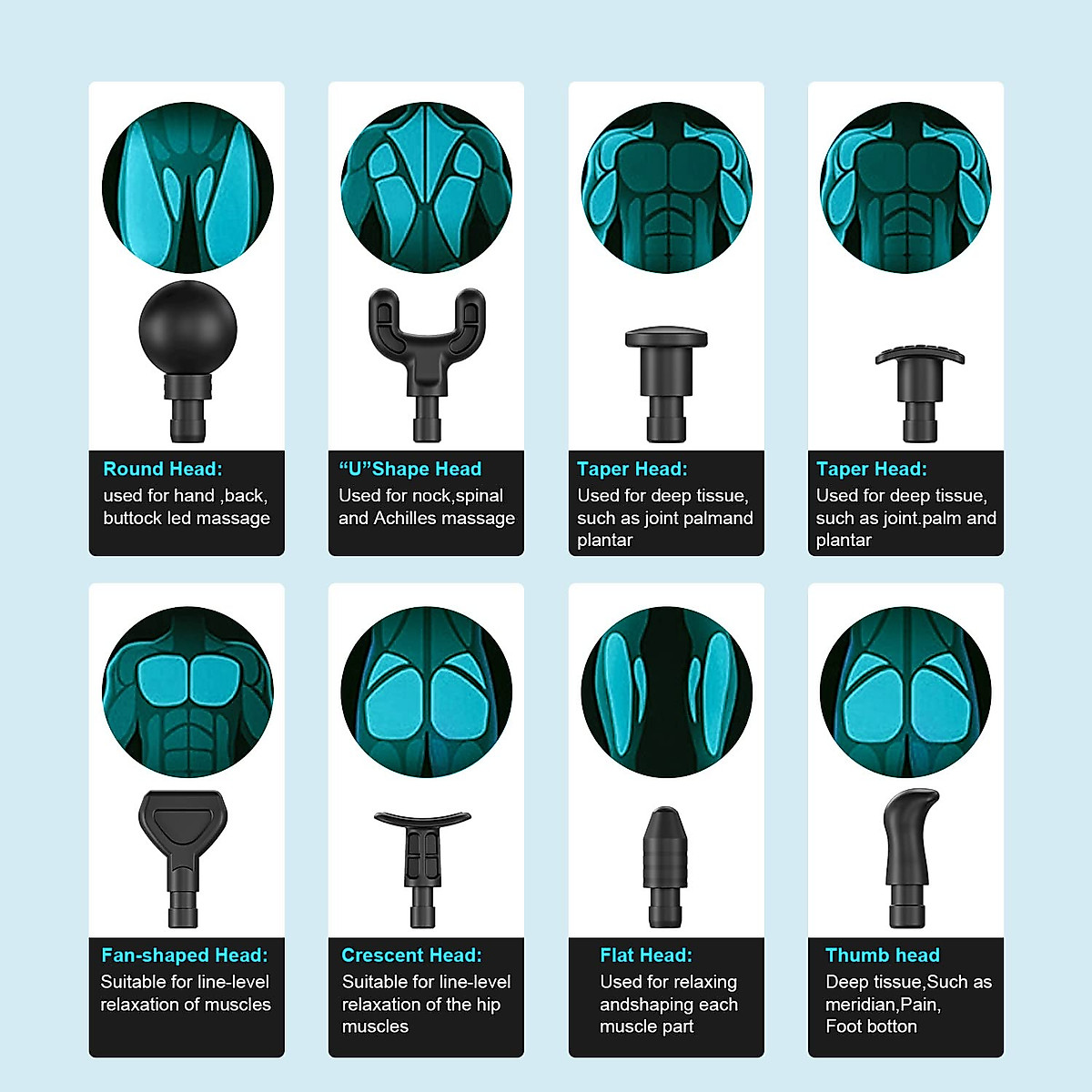 Kelices Massage Gun Deep Tissue Percussion Handheld Body Back Muscle Massager with 8 Massage Heads and LCD Touch Screen for Athletes