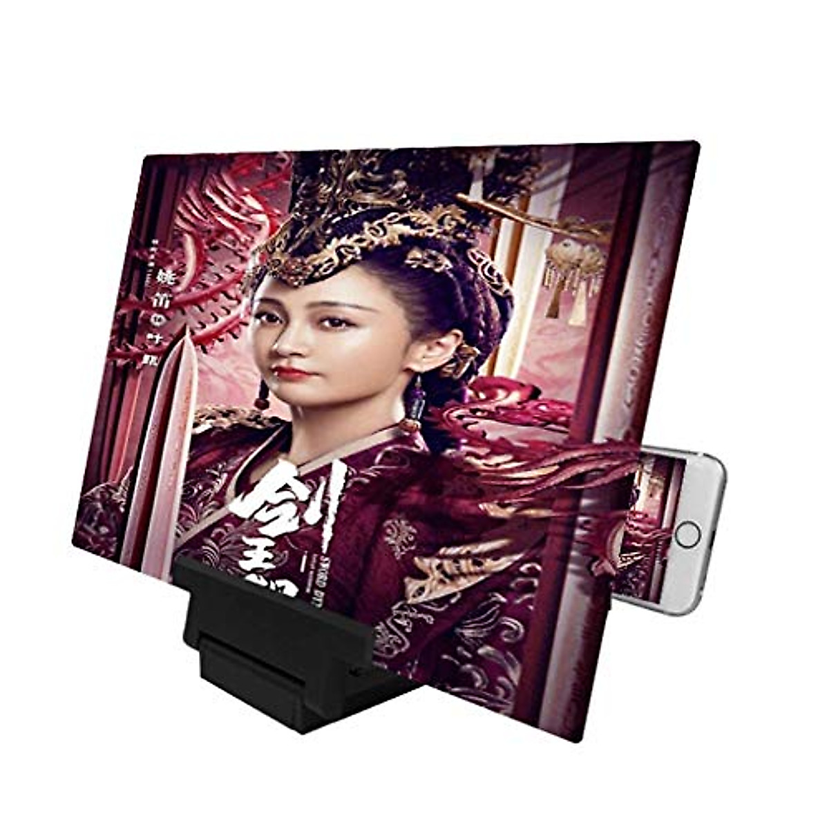 HEAYU 20" Screen Magnifier –3D HD Mobile Phone Magnifier Projector Screen for Movies,Videos,and Gaming–Foldable Phone Stand with Screen Amplifier–Supports All Smartphones (Color : Black)