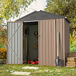U-MAX 6 x 4FT Outdoor Storage Shed, Lockable Bike Shed,Garden Shed &Tool Shed for Backyard, Patio, Lawn
