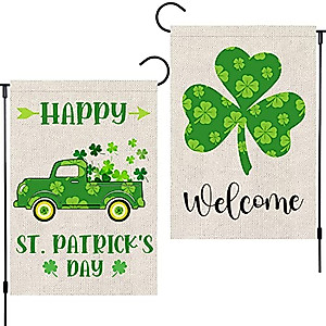 DmHirmg St. Patrick's Day Garden Flag Double-Sided Pattern Printing Weatherproof Garden Flag St. Patrick's Day Decoration for Home(2 Pack)