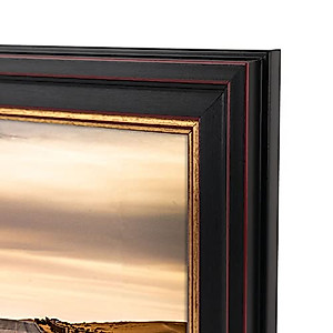 Golden State Art, 11X14 Photo Frame, White Mat For 2-5X7 Photos, Real Glass, Landscape/Portrait Wall Display, Home D Cor, Gift For Families, Students, Friends, Black With Burgundy/Gold Trim