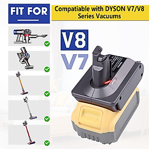 URUN V7/V8 Adapter for Dewalt 20V 60V Battery Convert to for Dyson V7/V8 Handheld Vacuum Cleaner Battery Compatible with V7/V8 Animal V7/V8 Absolute V7/V8 Motorhead Pro V7/V8 HEPA Li-ion SV11 Battery